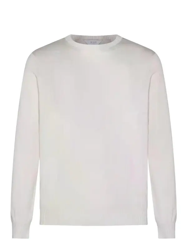 Malo Ribbed Crewneck Sweater - White