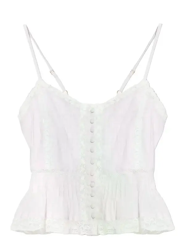 LoveShackFancy Lace Button Top - White