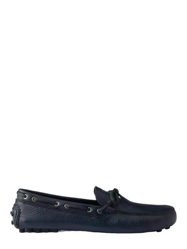 Prada Leather Boat Shoes - Blue