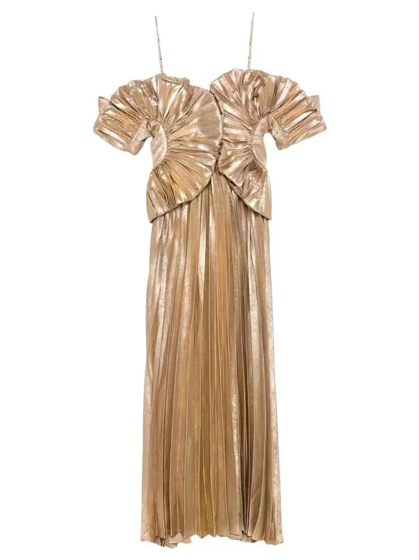 Acler Pleated Ruffled Dress - Gold