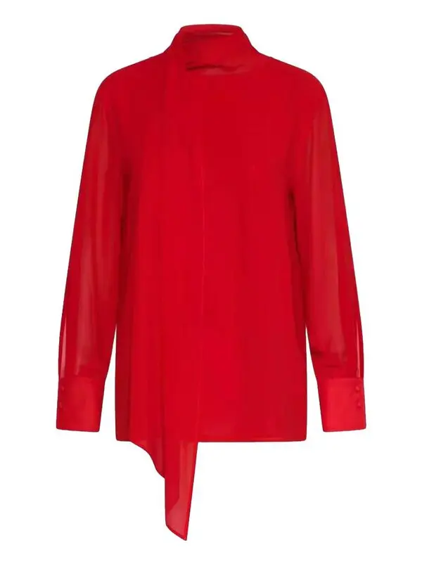 Marella Tie-neck Long-sleeved Top - Red