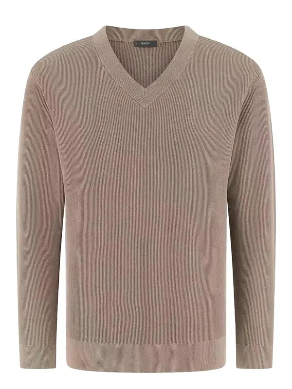 Boggi Milano Ribbed V-neck Sweater - Neutrals