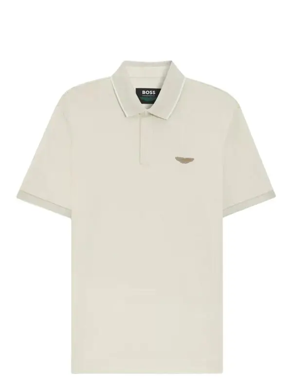 BOSS Aston Martin Polo Shirt In Wool-cotton Piqu - Neutrals