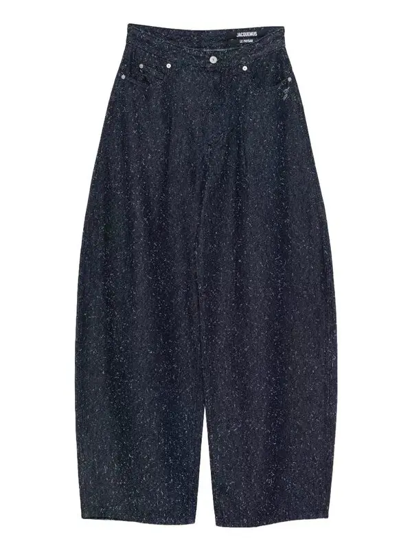 Jacquemus Speckled Denim Wide Leg Jeans - Blue