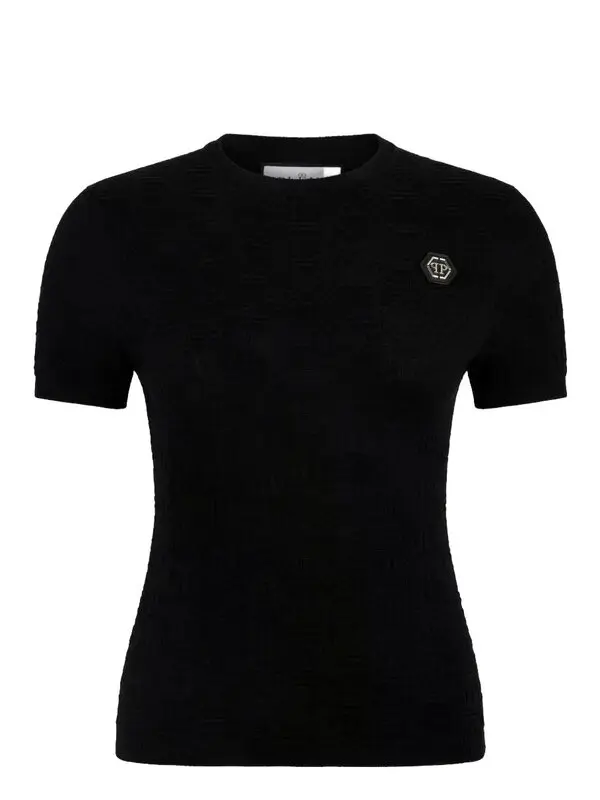Philipp Plein Monogram Knitted T-shirt - Black