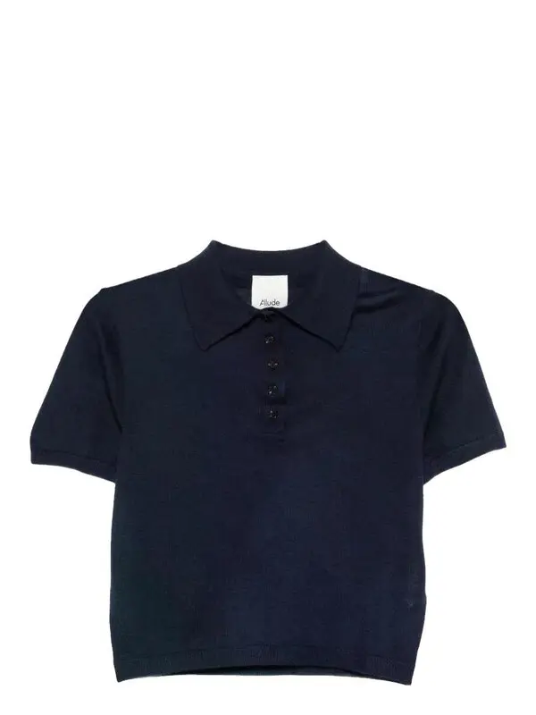 ALLUDE Buttoned Polo Top - Blue
