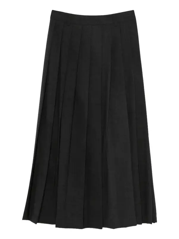 IVORY PARIS Pleated Midi Skirt - Black