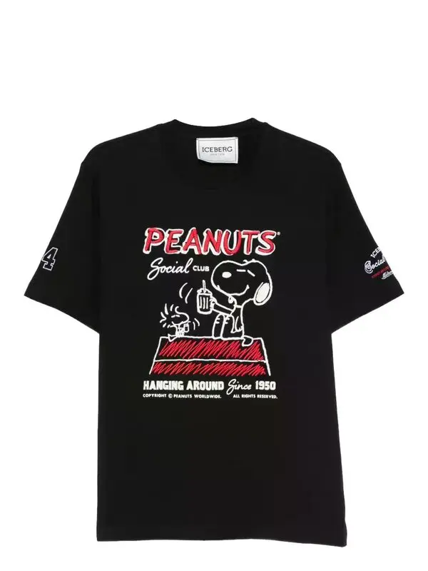 Iceberg Peanuts-embroidered T-shirt - Black