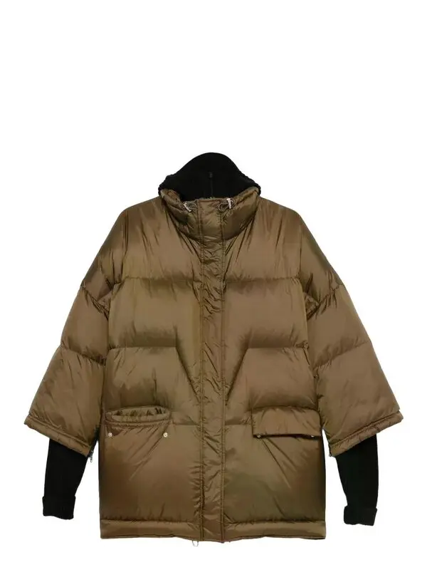 CIRCUS HOTEL Pocket Puffer Coat - Brown
