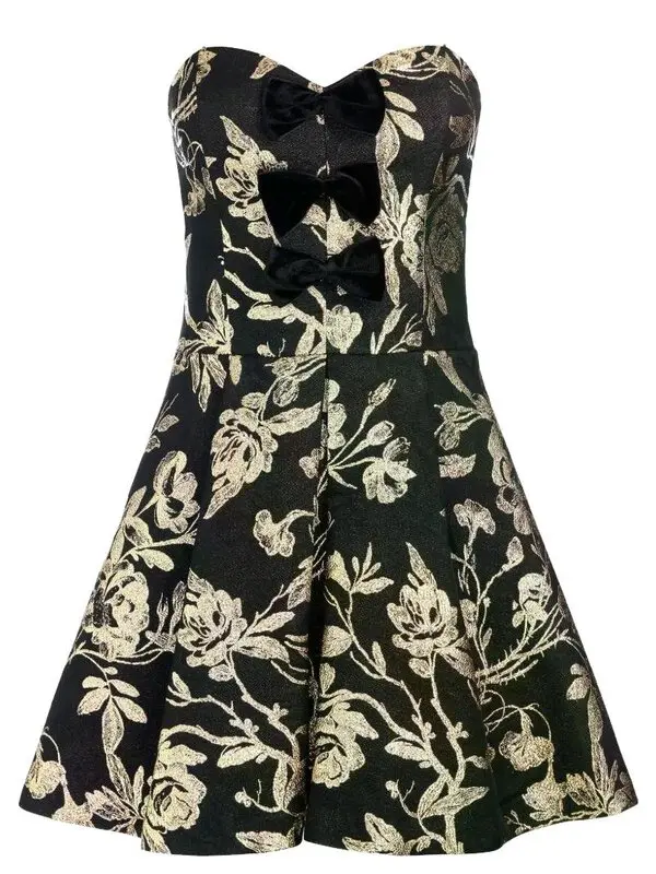 Alice + Olivia Bow-detail Floral Mini Dress - Black