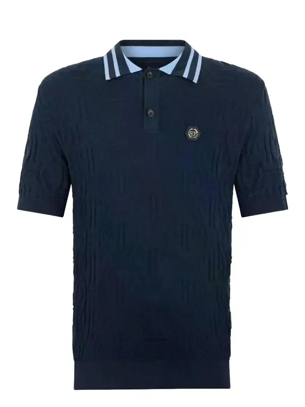 Philipp Plein Monogram-jacquard Polo Shirt - Blue