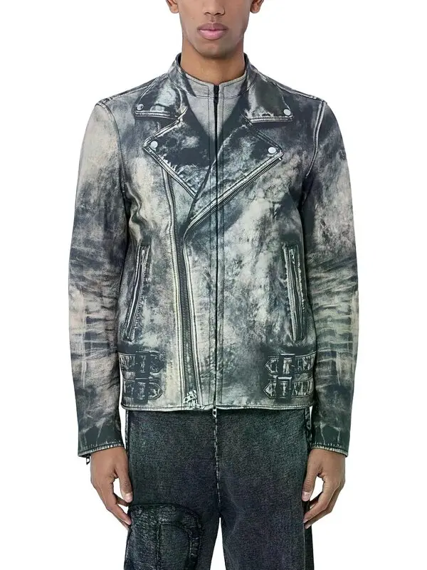 DIESEL® Distressed-effect Leather Jacket - Grey