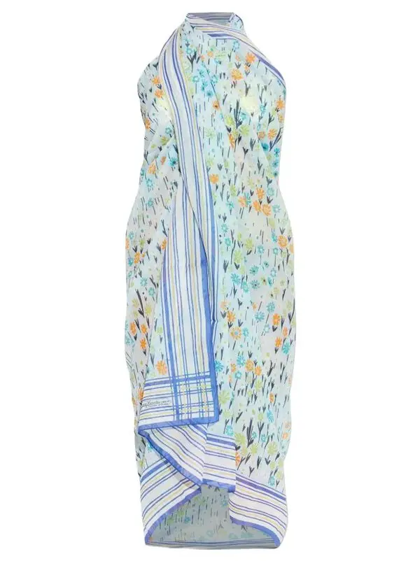 LANVIN Floral Striped Beach Dress - Blue