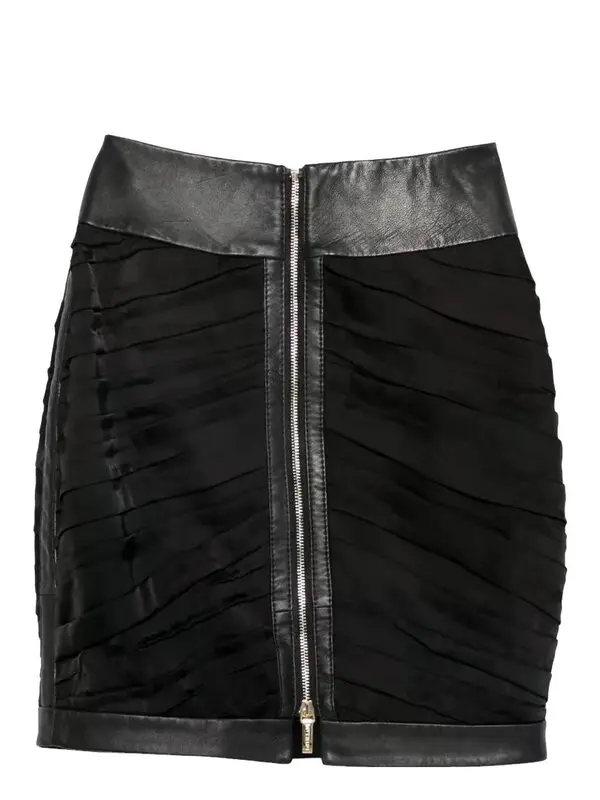 MITILIANE COUTURE Draped Leather Mini Skirt - Black