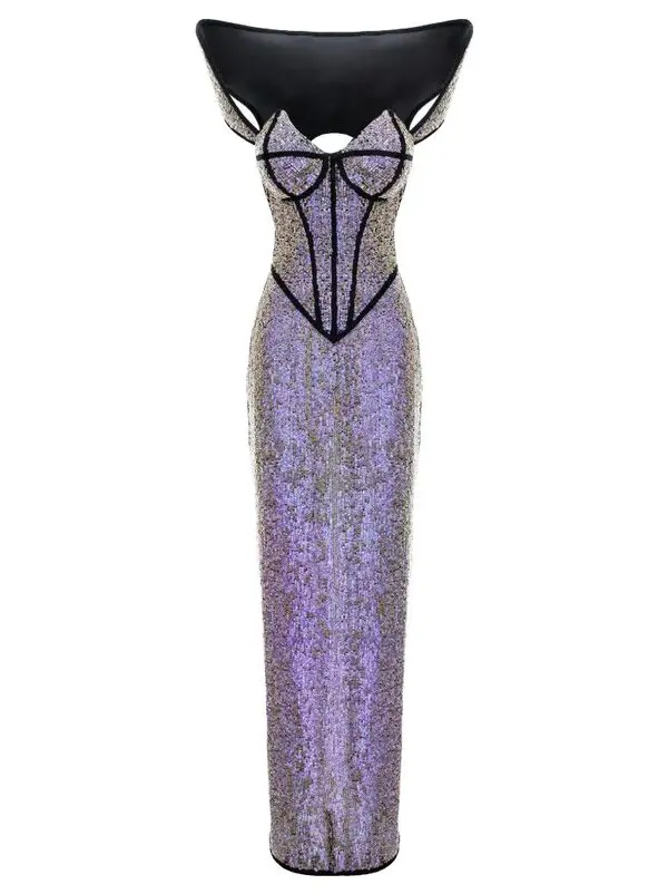 MITILIANE COUTURE Sequin Embellished Maxi Dress - Purple