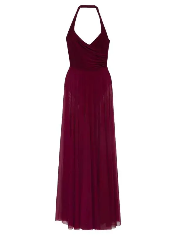 Norma Kamali Halter Draped Maxi Dress - Red