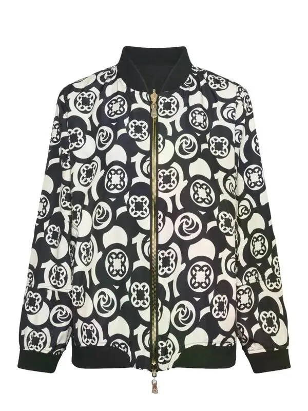 ELENA MIRO` Monogram-pattern Reversible Jacket - Black