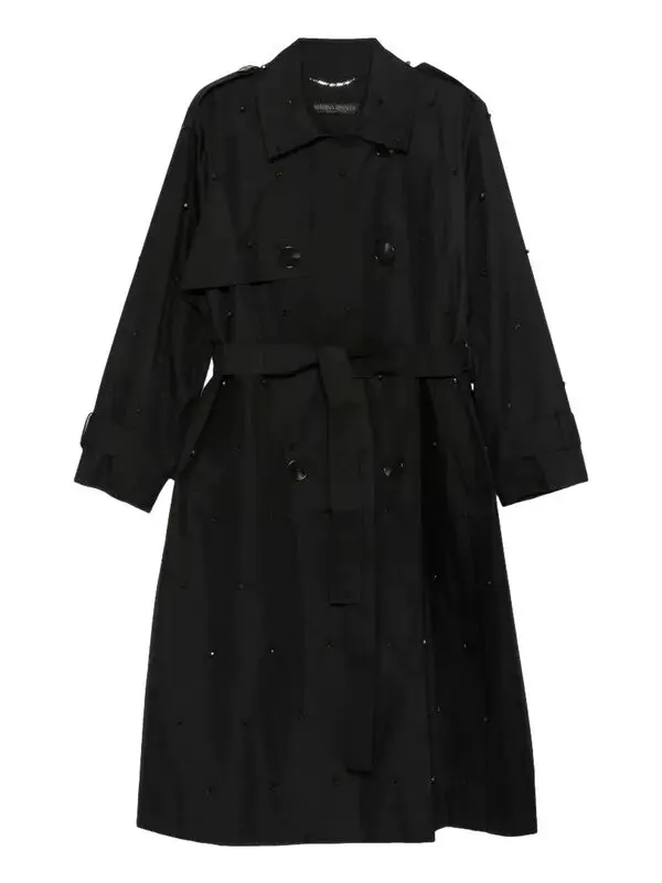 Marina Rinaldi Mrnepoca Beaded Trench Coat - Black