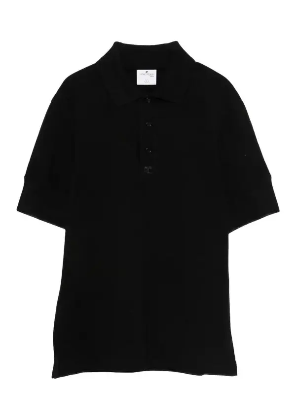 COURREGES Logo-patch Polo T-shirt - Black