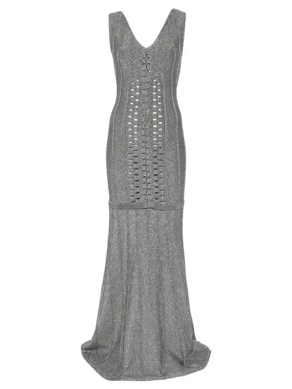 CIRCUS HOTEL V-neck Openwork Dress - Silver