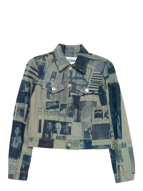 Jean Paul Gaultier Newspaper-print Denim Jacket - Blue