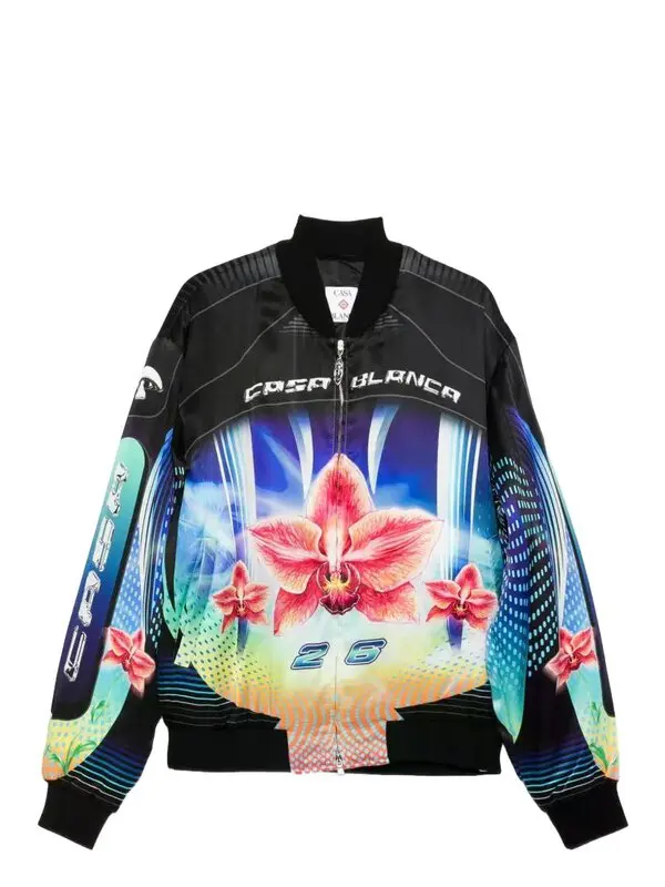 Casablanca Floral-print Bomber Jacket - Black
