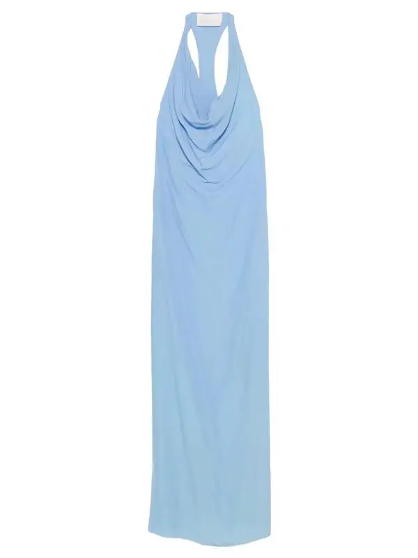 CIRCUS HOTEL Cowl Halter Maxi Dress - Blue