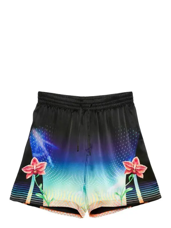 Casablanca Floral-print Drawstring Shorts - Black