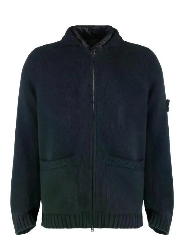Stone Island Zipped Cashmere Cardigan - Blue