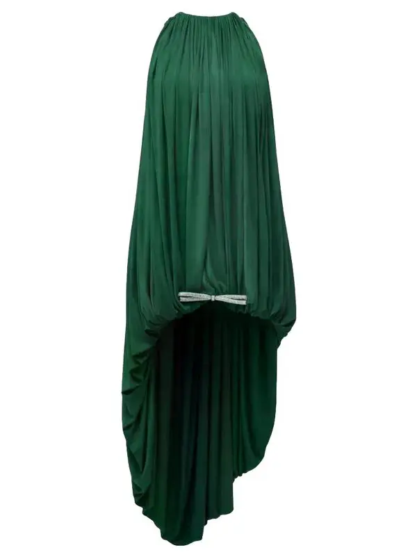 Loewe Draped Crystal-bow Asymmetric Dress - Green