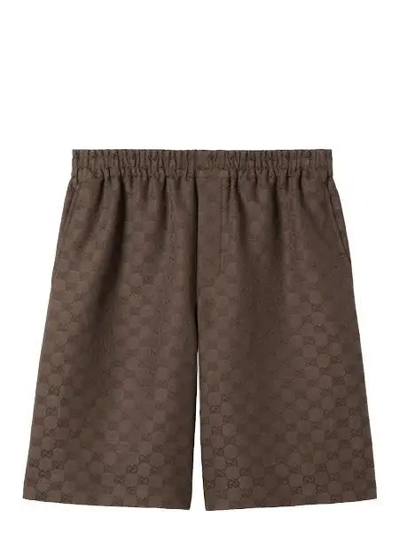 Gucci Gg Canvas Linen Blend Shorts - Brown