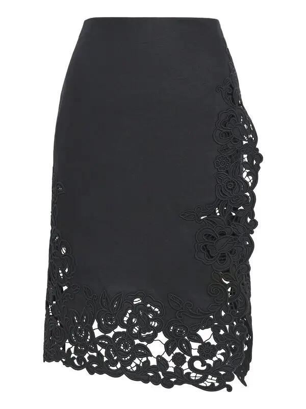 Cult Gaia Linen Shayla Midi Skirt - Black