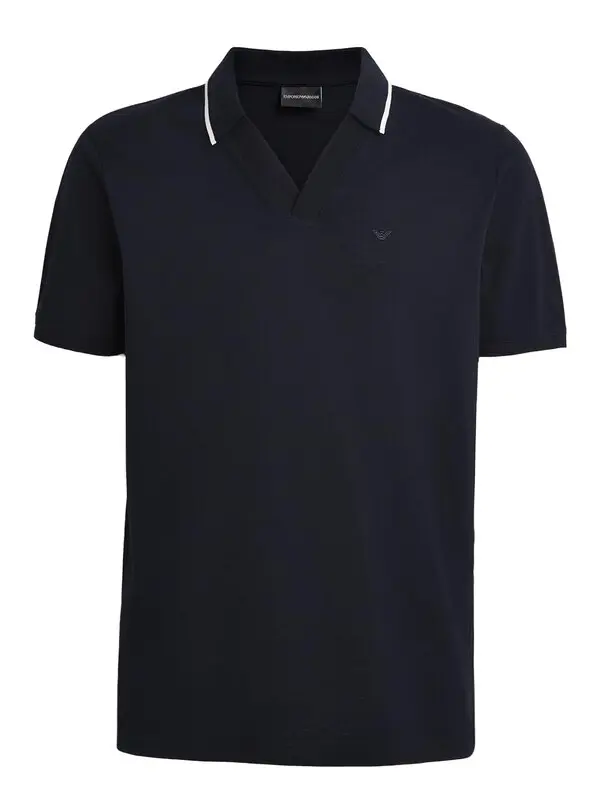 Emporio Armani Cotton Logo Polo Shirt - Blue