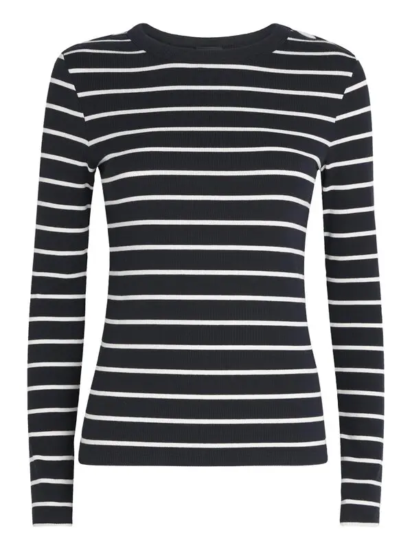 ME+EM Stretch-cotton Stripe Top - Navy