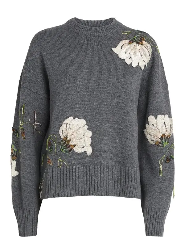 Simkhai Embellished Wool-cashmere Dawna Sweater - Grey