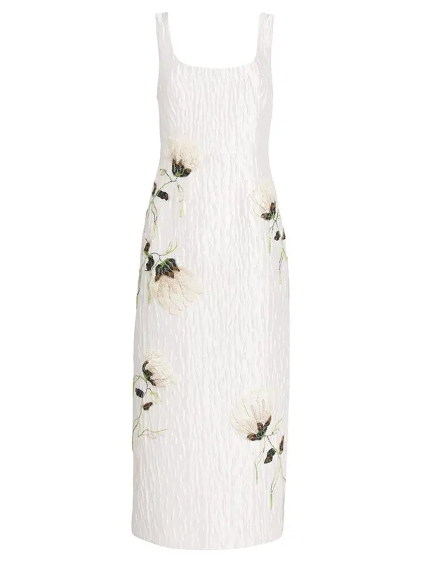 Simkhai Floral Jacquard Lilibeth Midi Dress - White