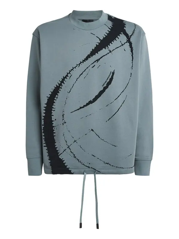 Emporio Armani Cotton Flocked Sweatshirt - Blue