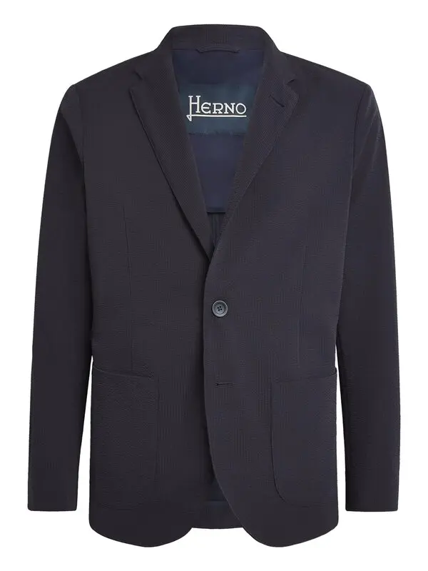Herno Seersucker Blazer - Navy
