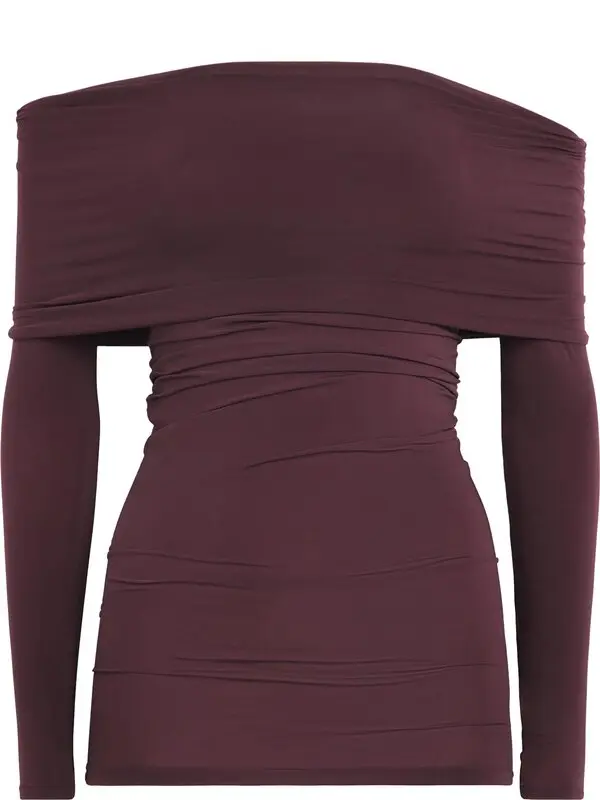 Wolford Off-the-shoulder Draped Top - Burgundy