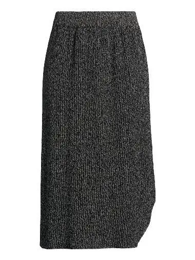 ALYSI Crème Cotton Midi Skirt - Black