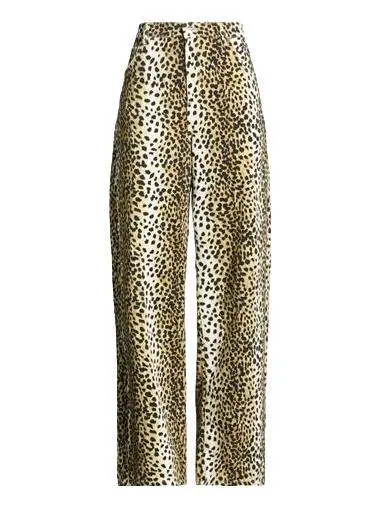 Blumarine Wide-leg Leopard-print Jeans - Beige