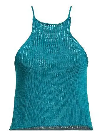 Alpha Studio Intarsia-knit Cotton Top - Blue
