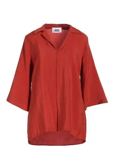 Alpha Studio Woven Shirt With Camp Collar - Red