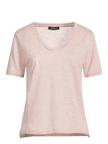 ARAGONA Striped Linen And Cotton T-shirt - Pink