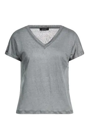 ARAGONA Linen V-neck T-shirt - Grey