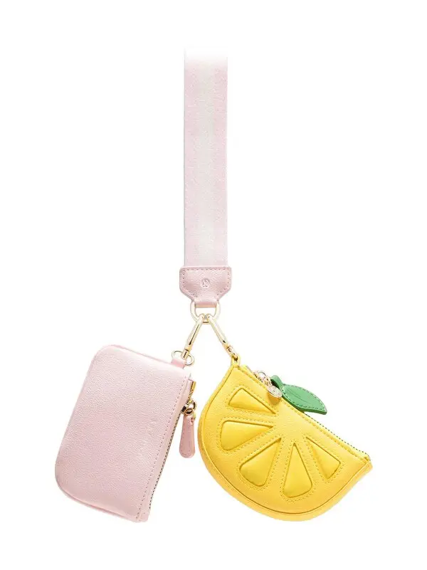 Lululemon Dual Pouch Wristlet - Pink Pearl/lemon Lush/gold