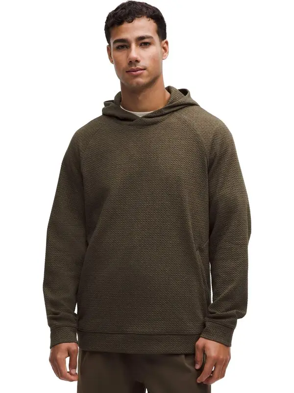 Lululemon Textured Cotton-blend Hoodie - Heathered Olive Brown/black