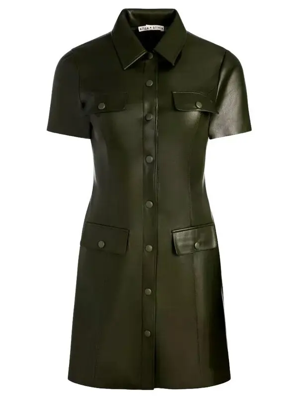 Alice + Olivia Buttoned Flap-pocket Minidress - Green