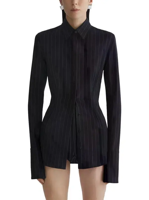 MUGLER Pinstripe Shirt - Black