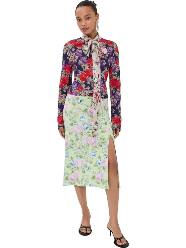 Acne Studios Floral Print Long Sleeve Dress - Purple/green